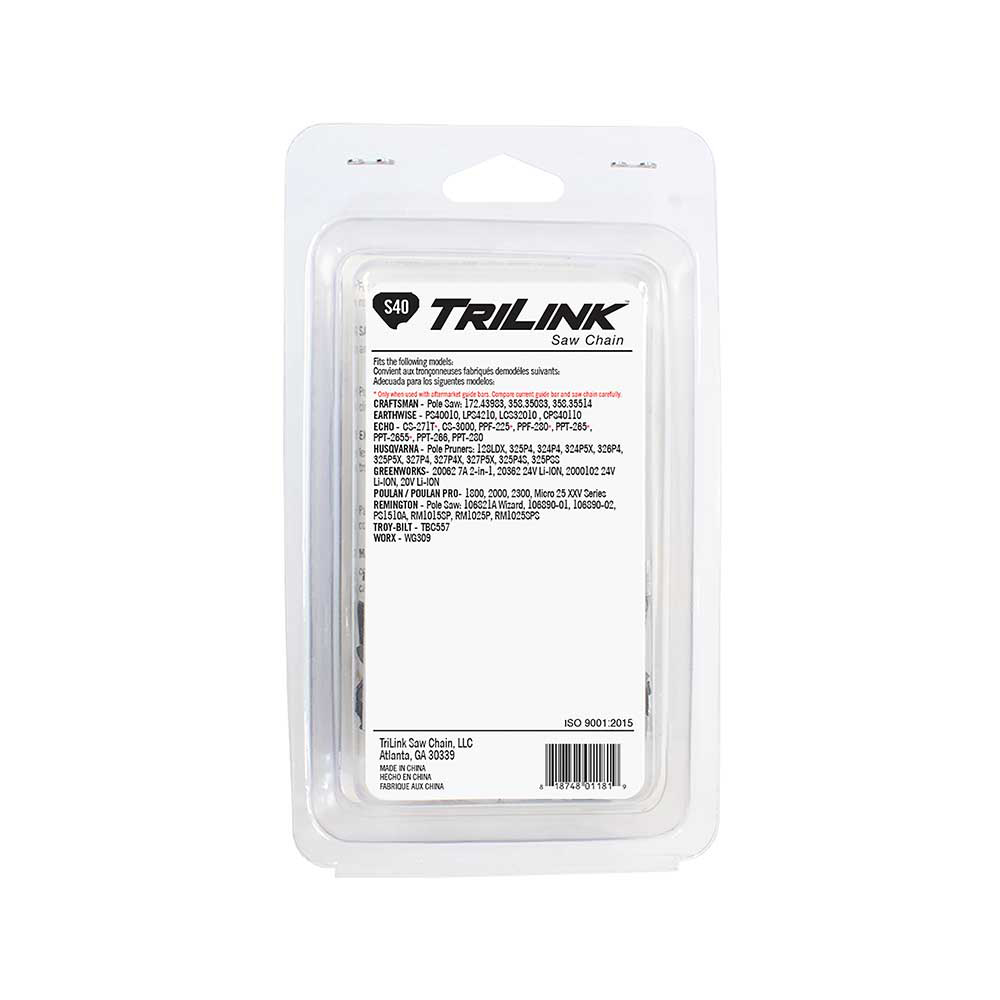 TriLink | Saw Chain | 10 In. | 40 DL | 3/8 In. LP | .050 In. | Semi ...